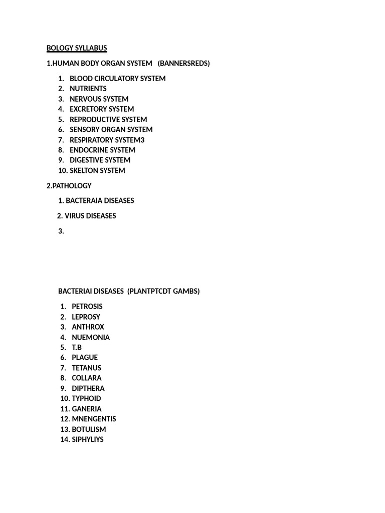 Human Body and Pathology Syllabus | PDF