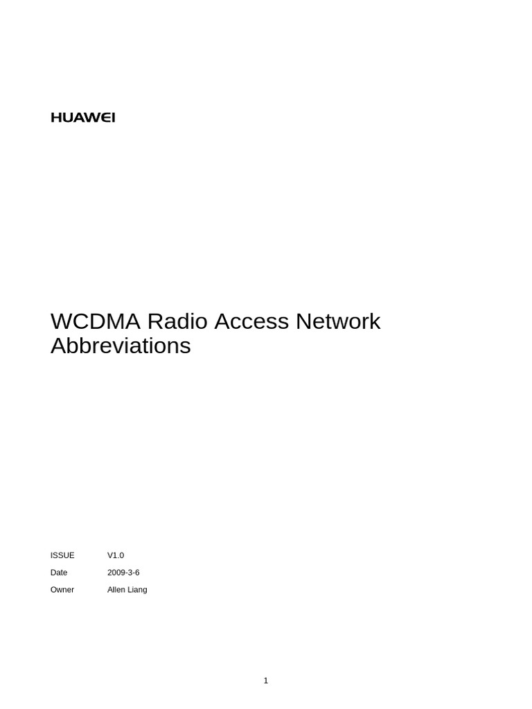WCDMA Radio Access Network Abbreviations V1.0 | PDF | High Speed Packet Access | Asynchronous ...