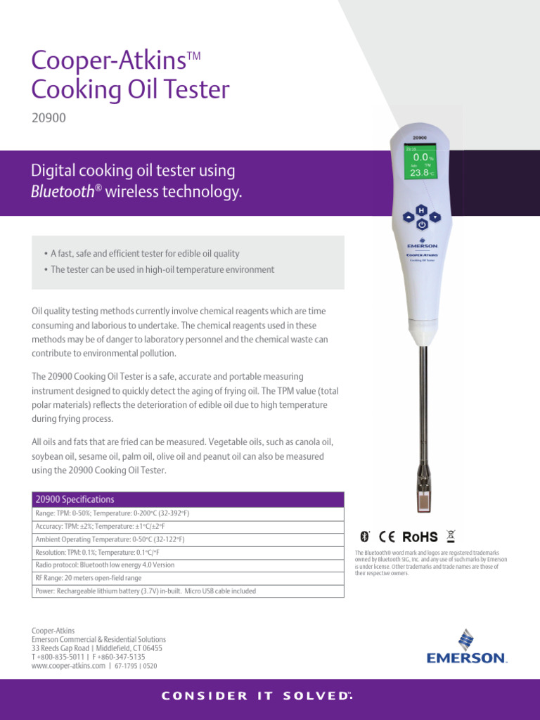 Product Brochure - Cooper-Atkins Cooking Oil Tester | PDF