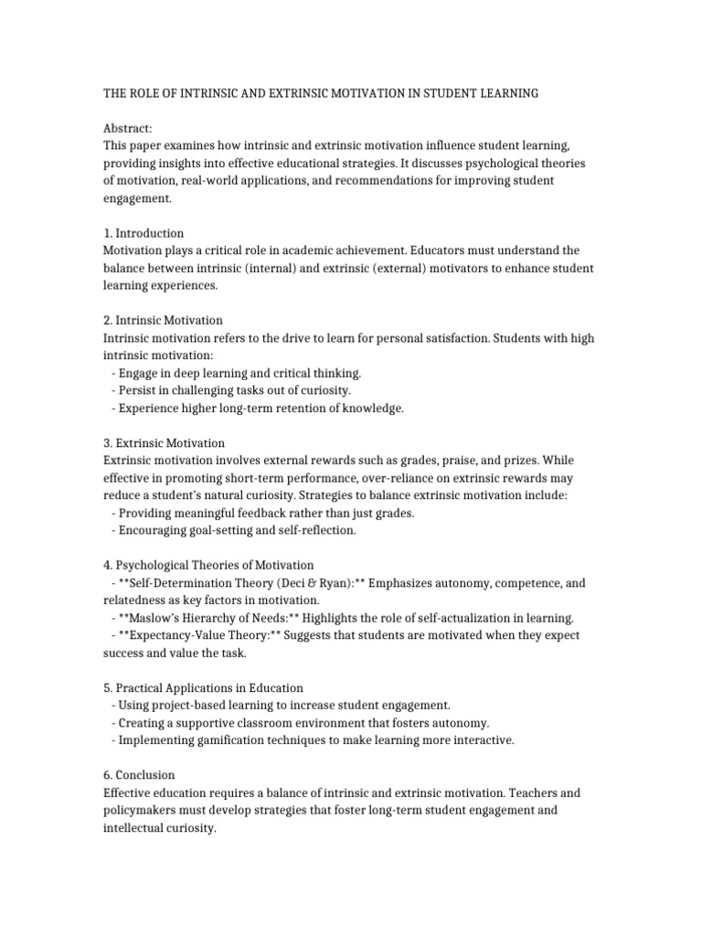 Motivation In Student Learning Pdf