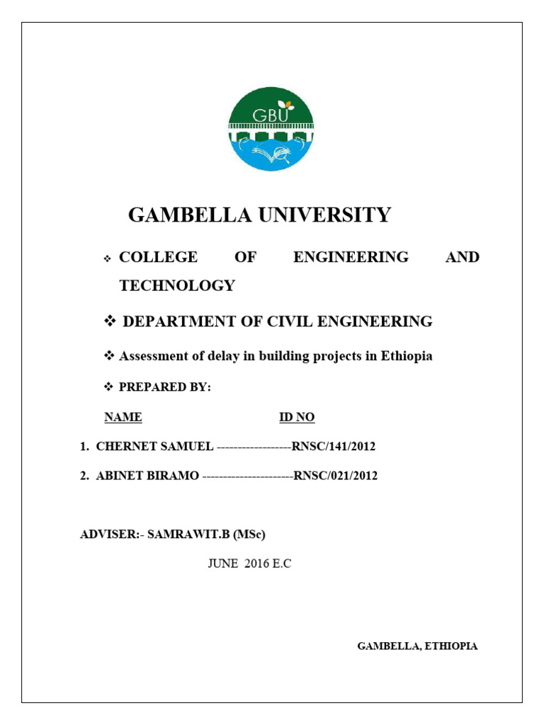 Abinet and Chernet | PDF | Thesis | Project Management