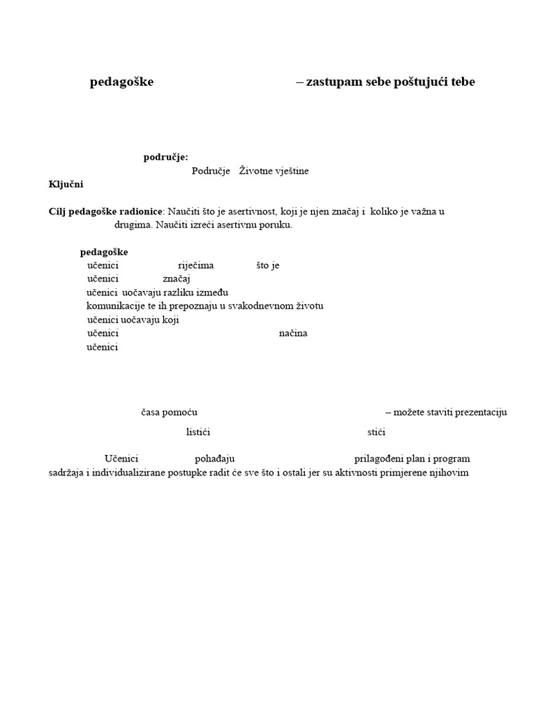 Asertivnost - Priprema Za Pedagoku Radionicu | PDF