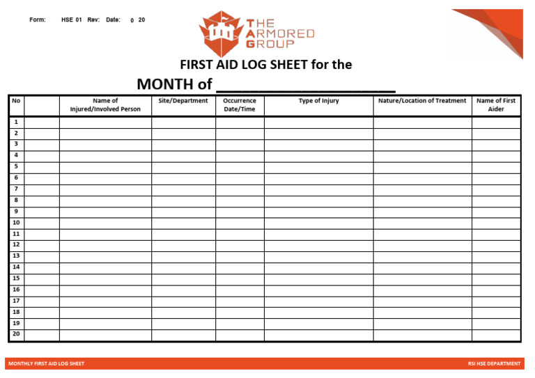 365511314-18-Monthly-First-Aid-Log-Sheet | PDF