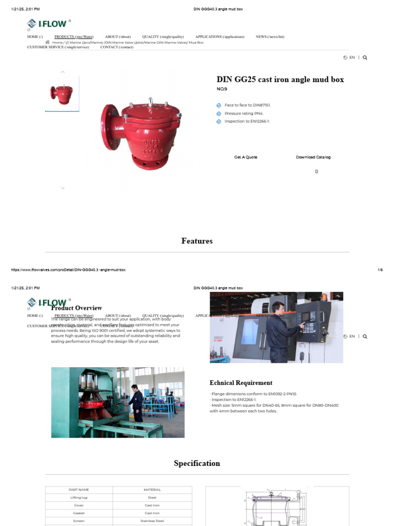 DIN GGG40.3 Angle Mud Box DIMENSIONS | PDF | Mechanical Engineering