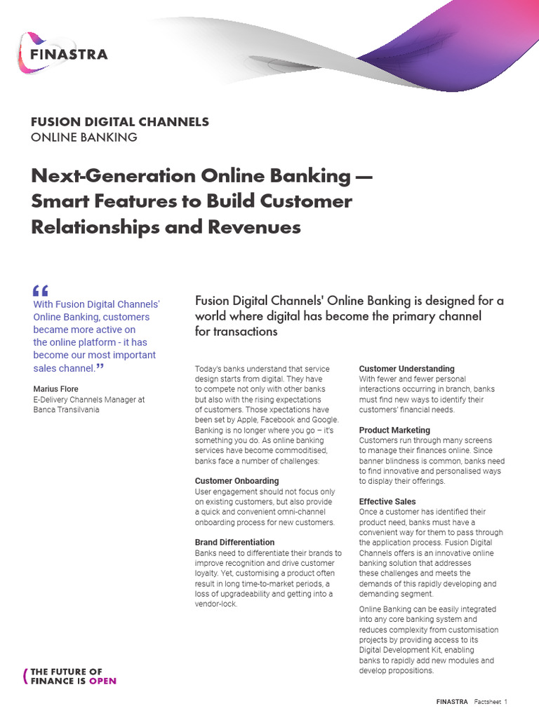 Brochure - Fusion Digital Channels Online Banking Factsheet | PDF ...
