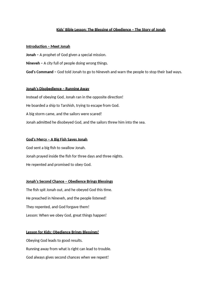 Bible Lesson - Jonah | PDF