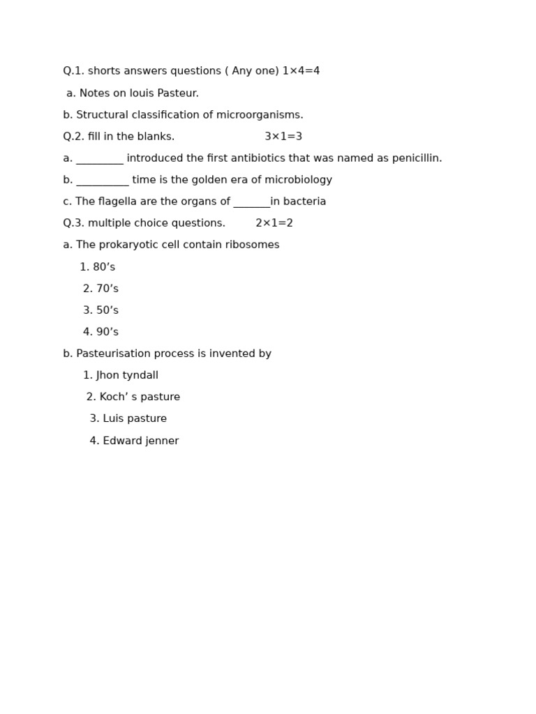 Microbiology Question | PDF