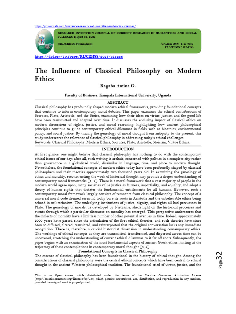 The Influence of Classical Philosophy On Modern Ethics (WWW - Kiu.ac ...