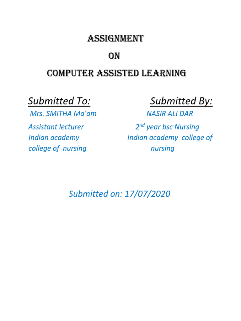 Assignment On Computer Assisted Learning by Nasir.. | PDF | Educational ...