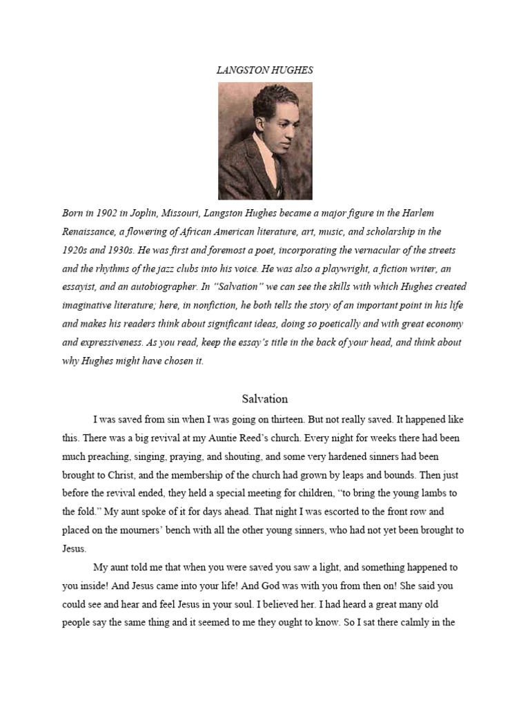Langston Hughes Salvation | PDF | Jesus | Salvation