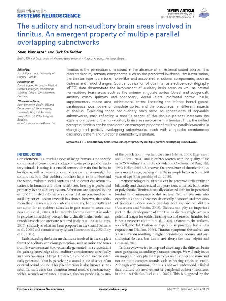 Vanneste 2012 - The auditory and non-auditory brain areas involved in ...