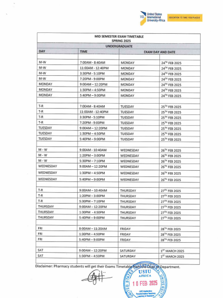552467f0 Spring 2025 Mid Final Exam Schedule | PDF