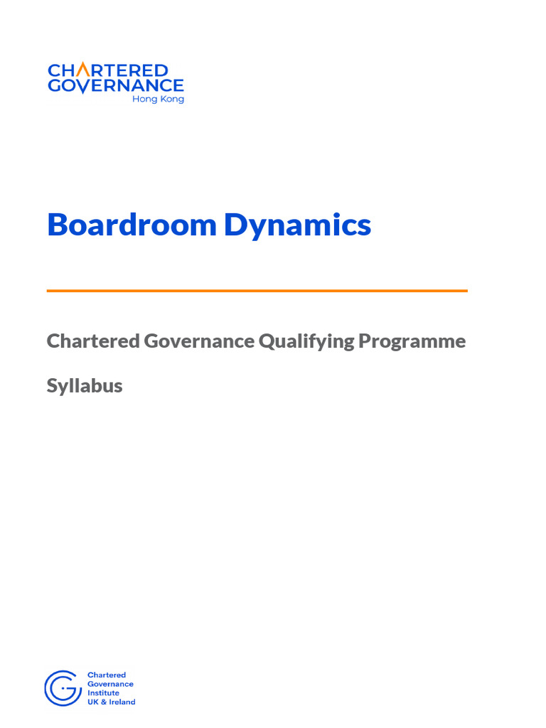 (Apr 2022) CGQP Syllabus - Boardroom Dynamics | PDF | Governance | Evaluation