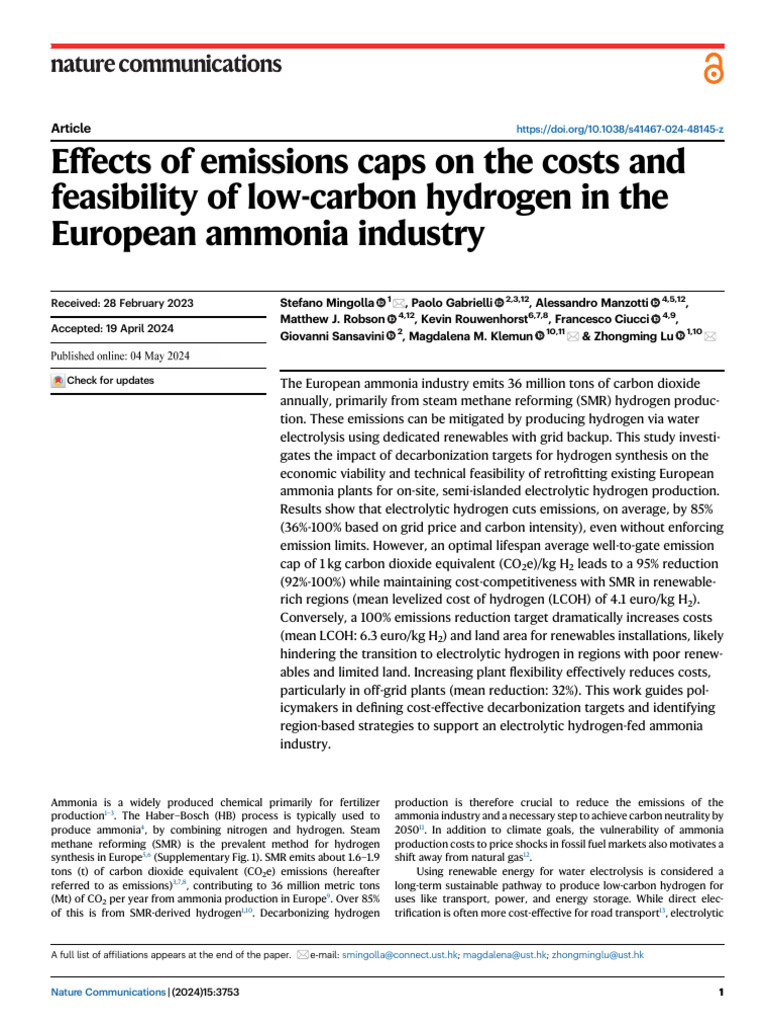 Effects of Emissions Caps on the Costs and Feasibility of Low-carbon ...