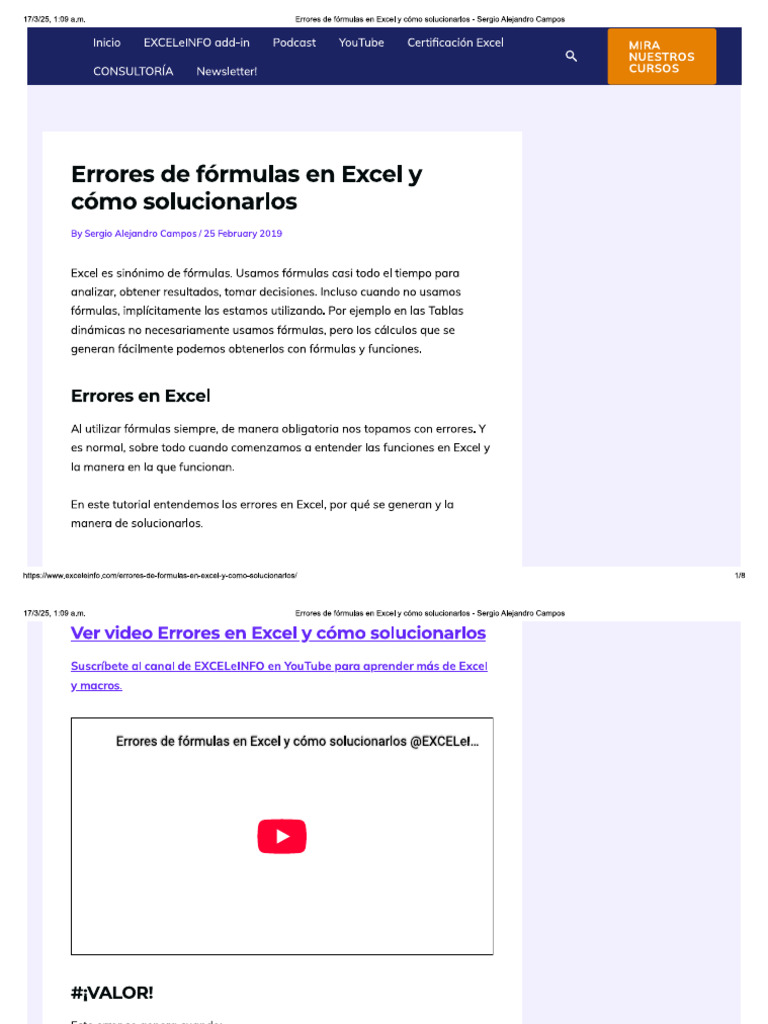 Errores de Fórmulas en Excel y Cómo Solucionarlos | PDF