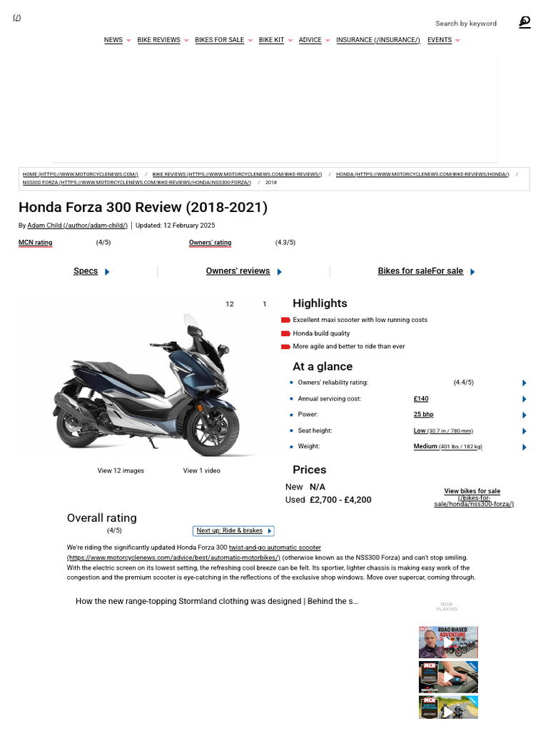 Honda Forza 300 Review (2018-2021) | PDF | Motorcycle | Automotive ...