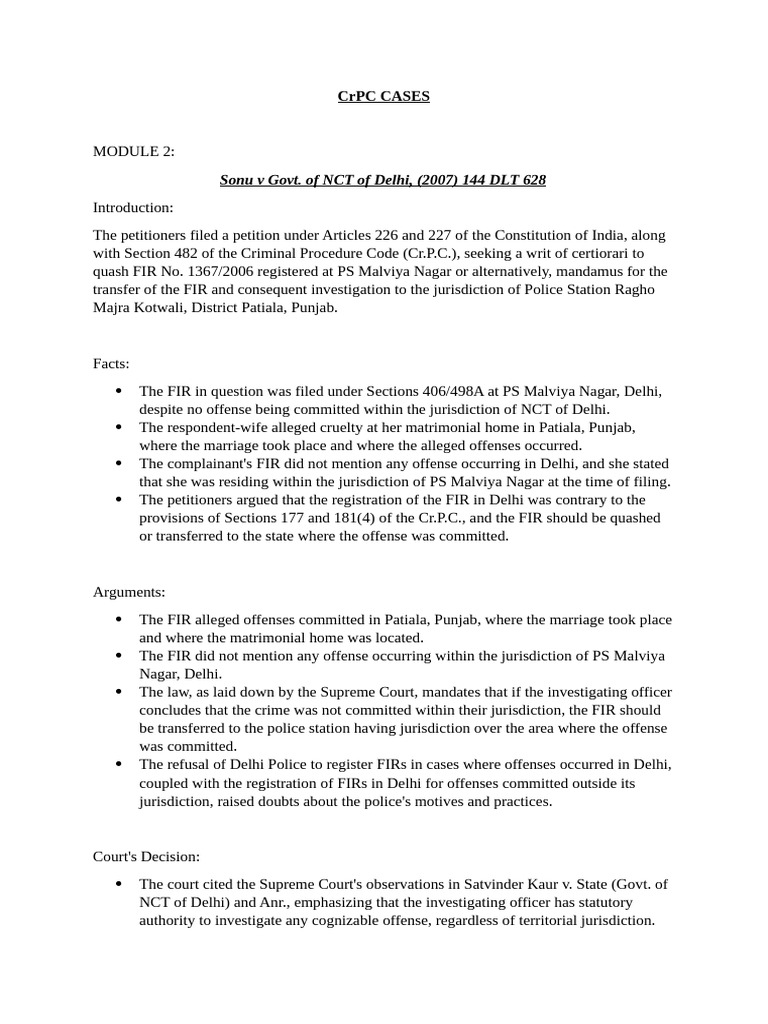 Crpc Cases | PDF | Arrest | Bail