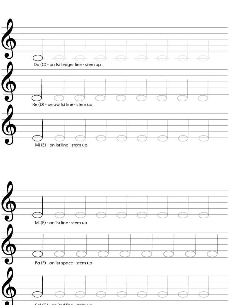Music Note Writing Exercise | PDF