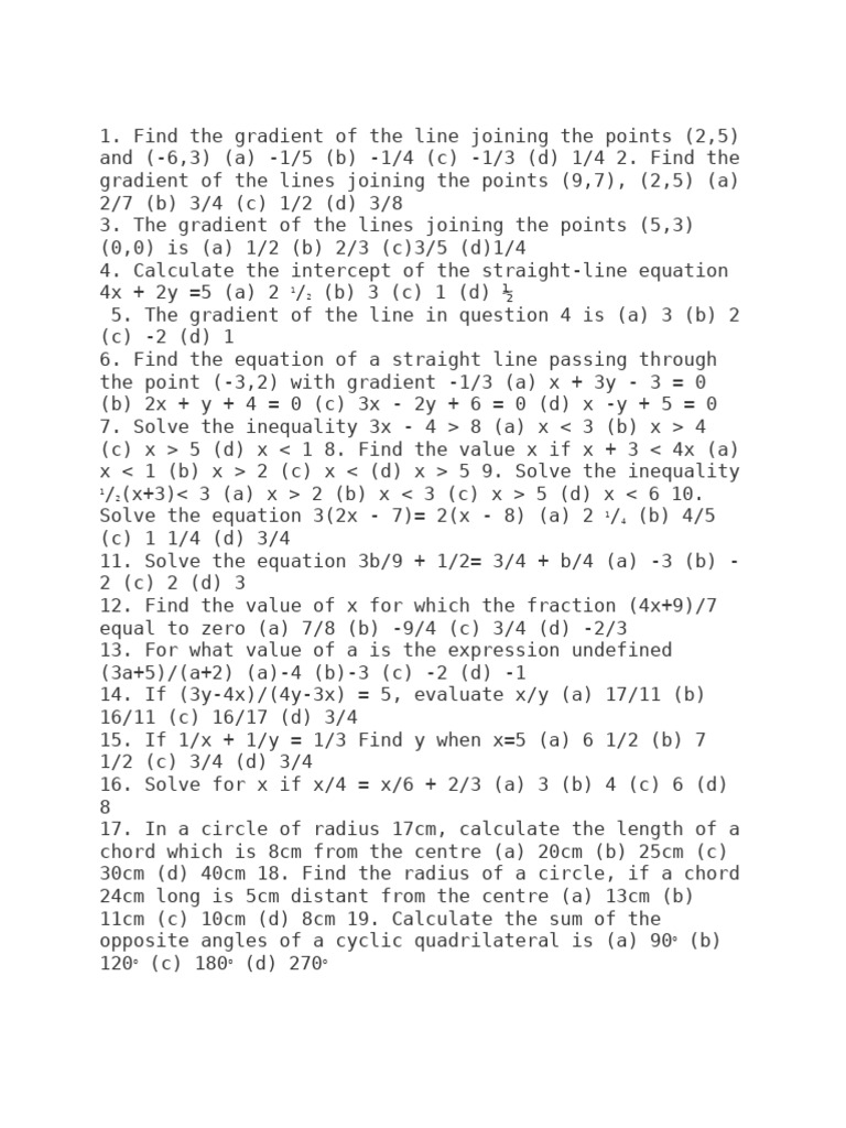 Mathematics Questions | PDF