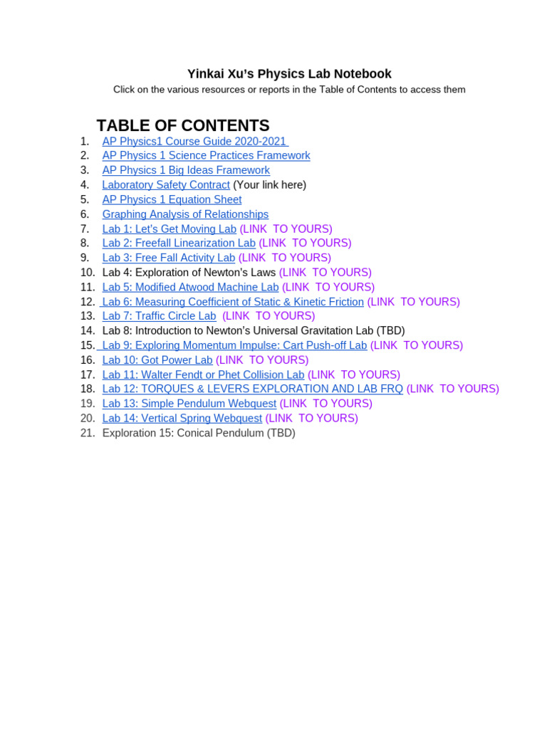 Yinkai Xu - Physics Lab Portfolio Upload - 6397871 | PDF