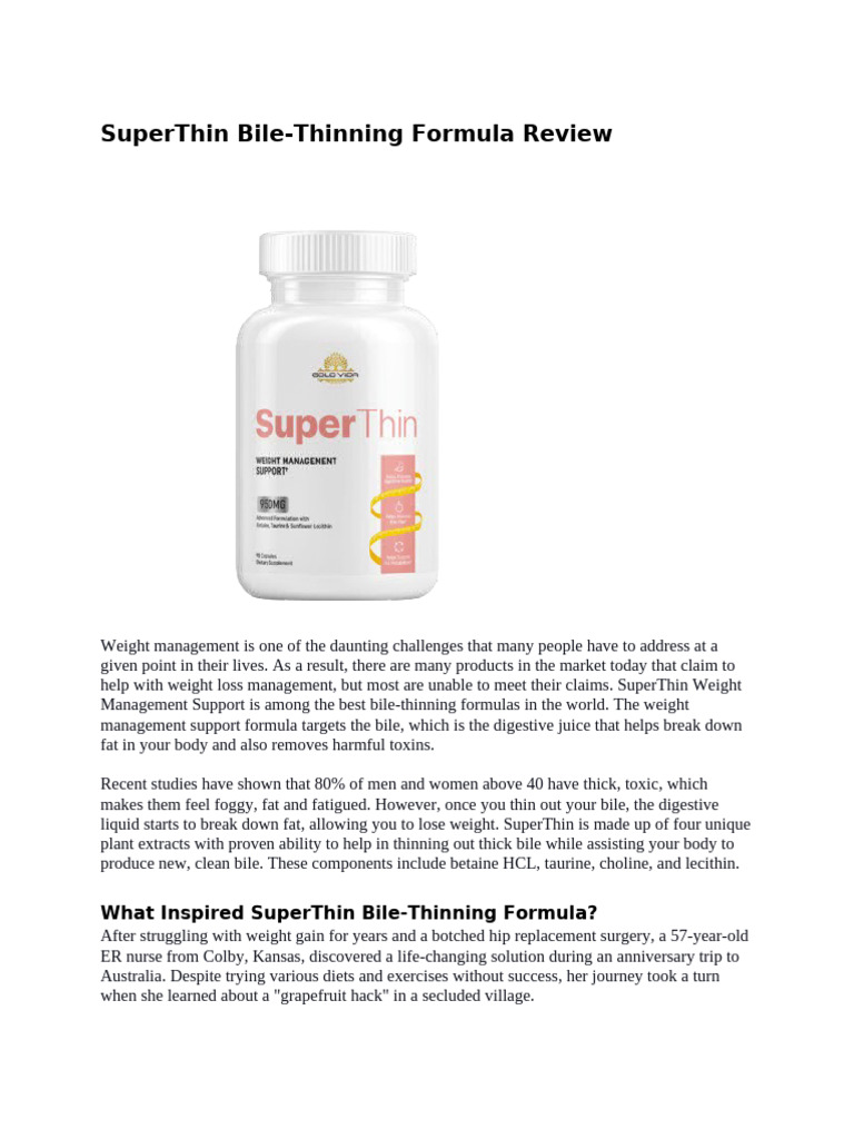 SuperThin Bile-Thining Formula Review (1700) | PDF | Menopause | Fat