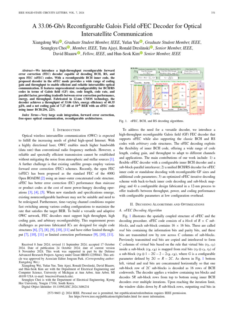 A 3306-Gb S Reconfigurable Galois Field OFEC Deco 250308 123002 | PDF | Computer Engineering ...