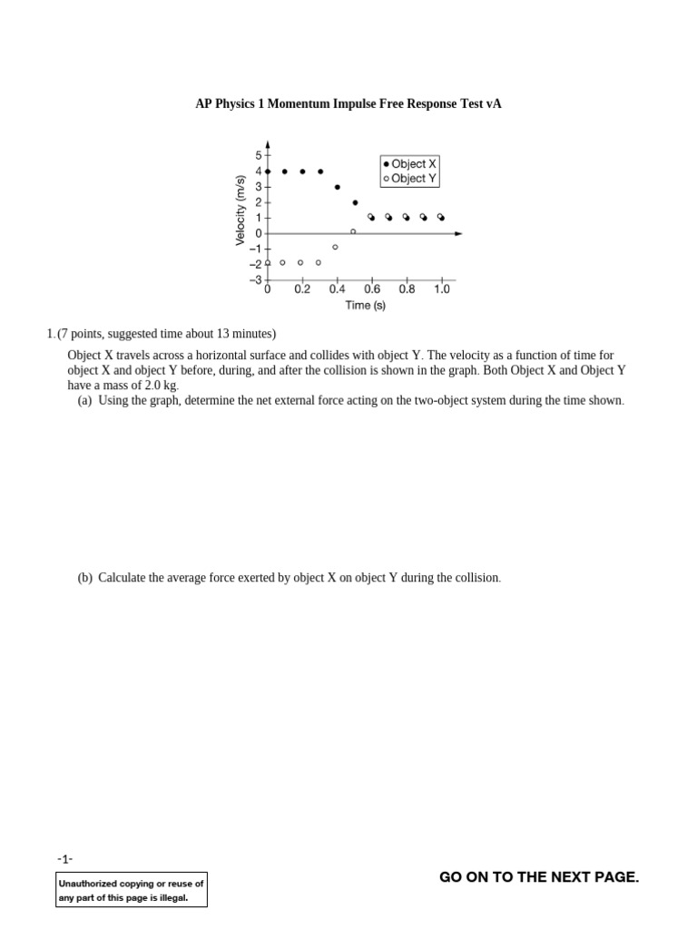 AP Physics 1 Momentum Impulse Test | PDF | Force | Momentum