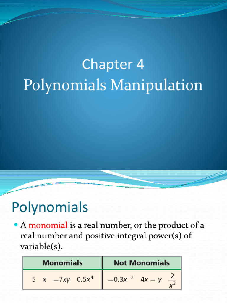 CON3483 - Ch4 - Polynomials Manipulation | PDF | Polynomial | Division ...