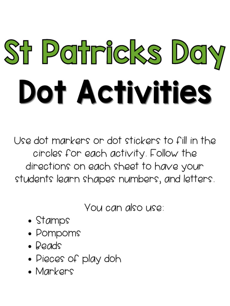 ST Patricks Day Dot Activities Preschool | PDF