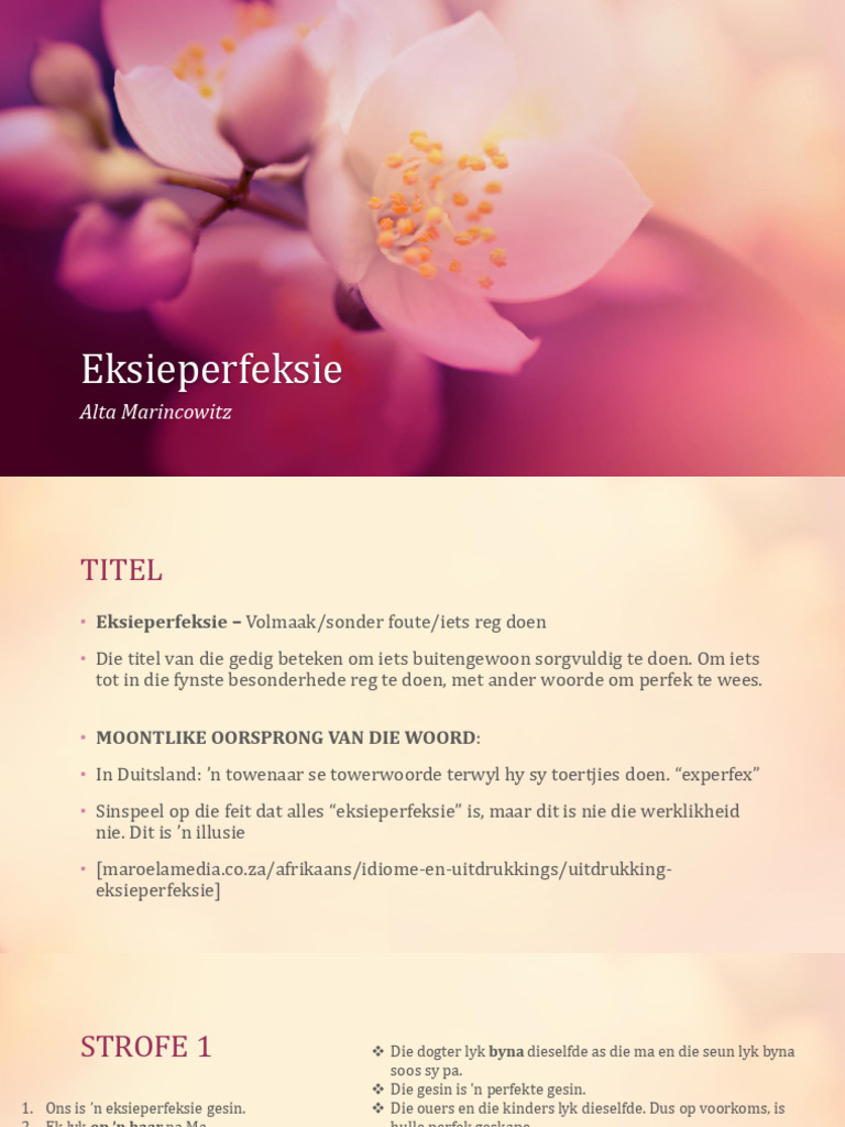 Eksieperfeksie Alta Marincowitz | PDF