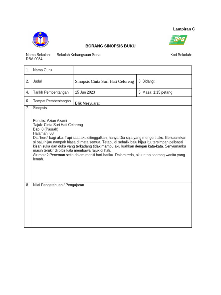Sinopsis Cinta Suri Hati Celoreng | PDF