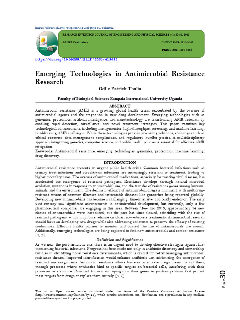 Emerging Technologies in Antimicrobial Resistance Research (WWW - Kiu ...