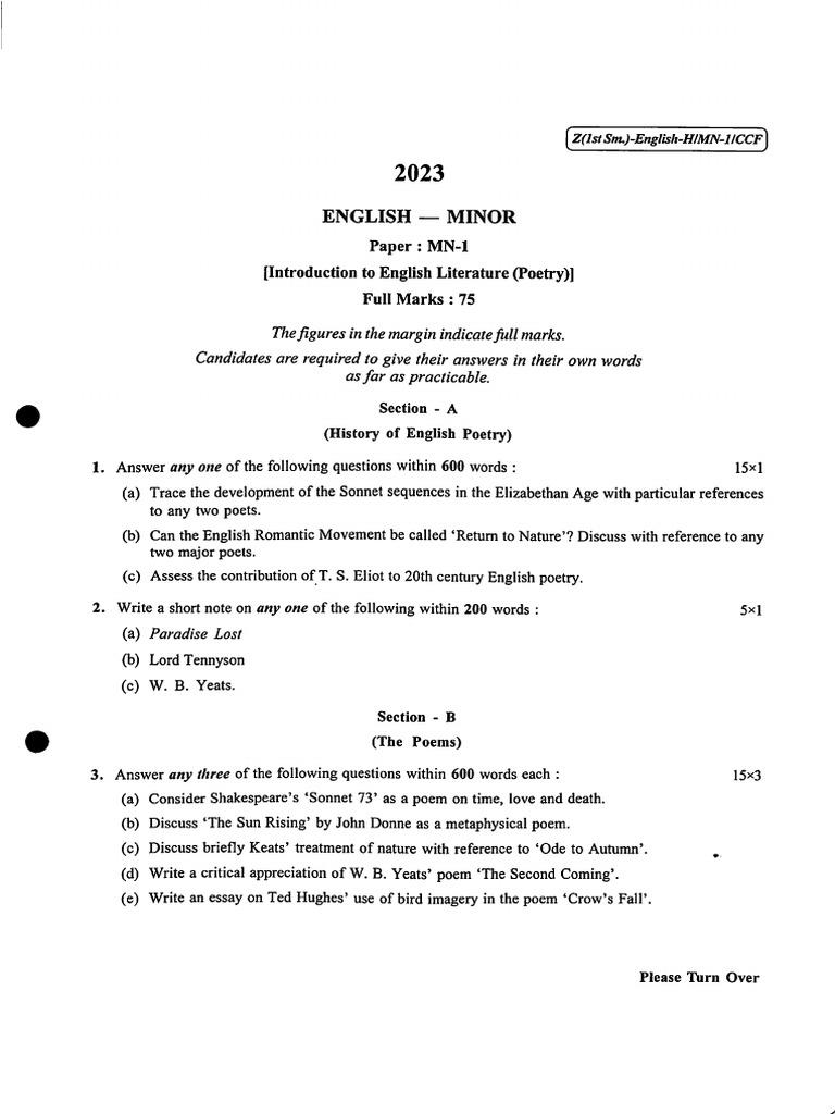 English Minor 2023 | PDF