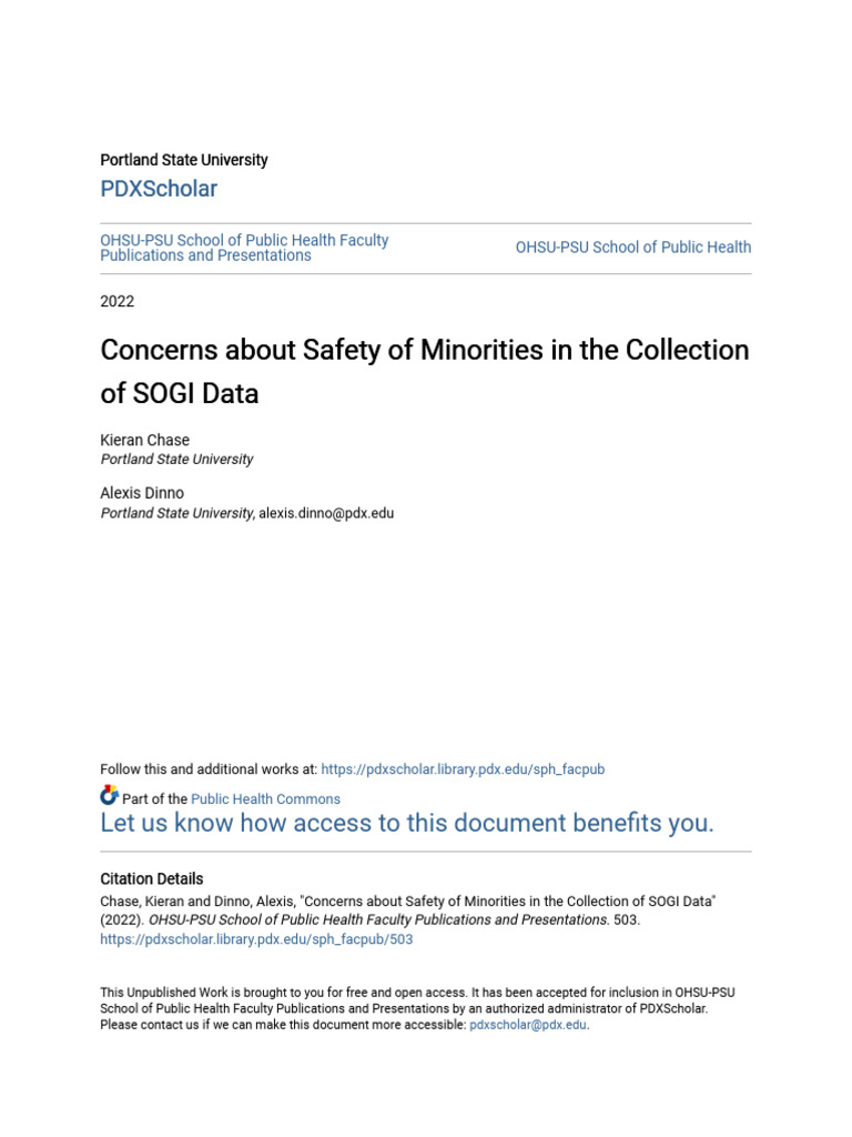 Concerns About Safety of Minorities in The Collection of SOGI Dat | PDF ...