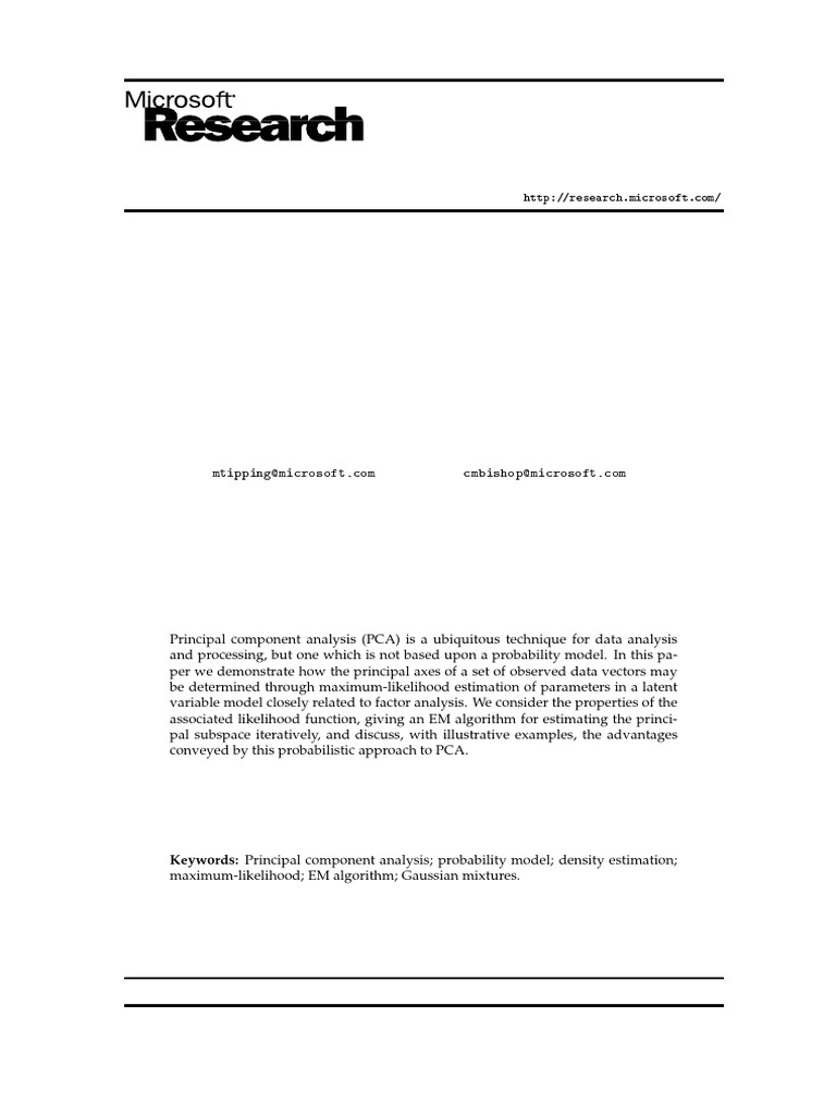Probabilistic Principal Component Analysis (Tipping, Bishop) | PDF ...