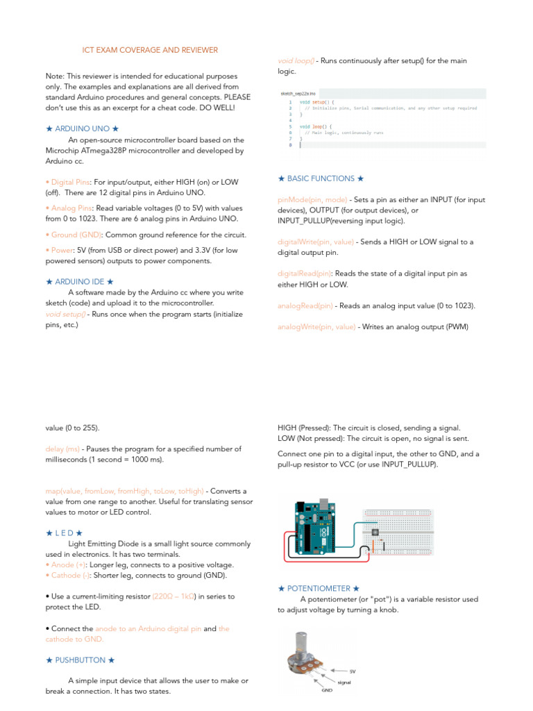Ict Exam Coverage and Reviewer | PDF | Arduino | Electronics