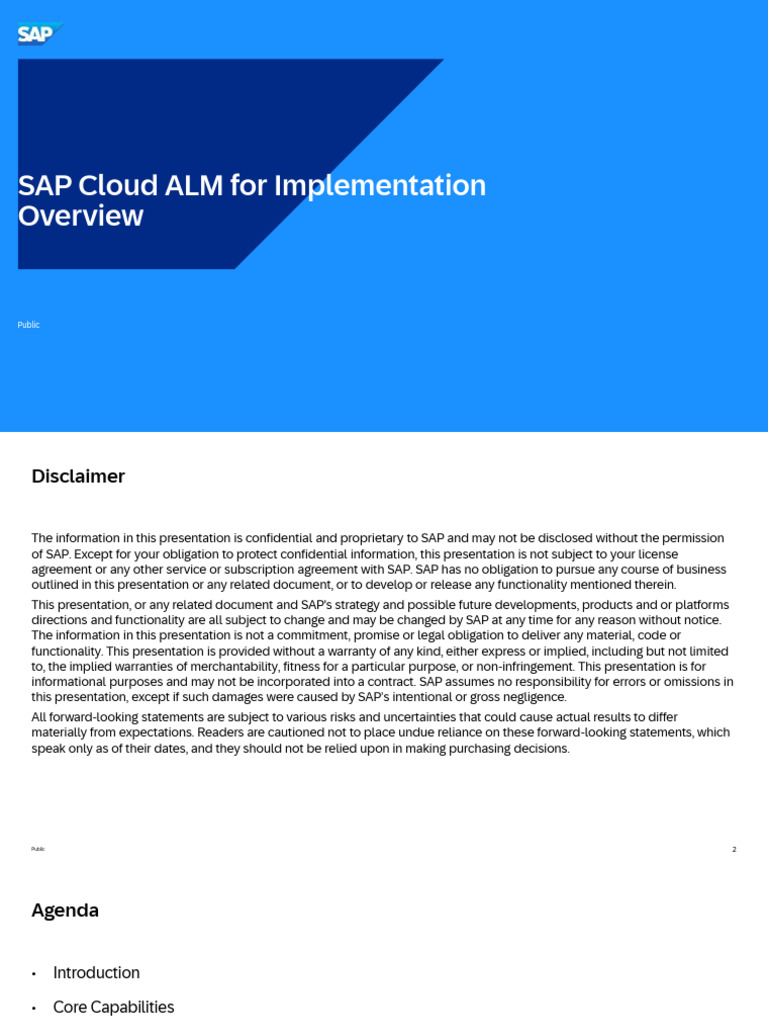 Sap Cloud Alm For Implementation Overview Pdf Cloud Computing Software Development Process