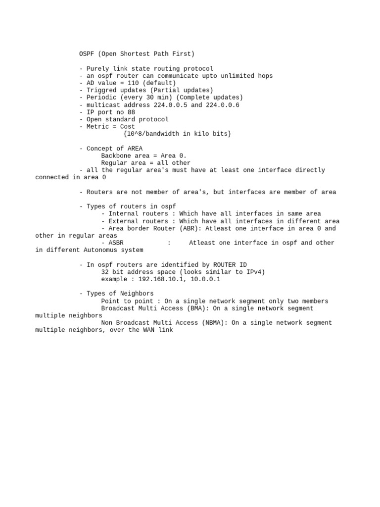 OSPF Routing Protocol Overview | PDF