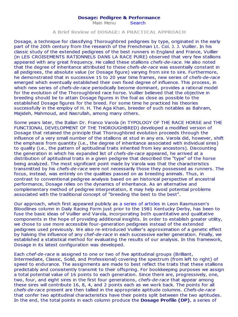 Dosage - A Practical Approach | PDF | Animal Racing | Individual Horses