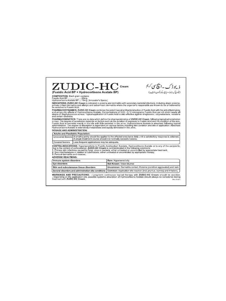 Zudic HC Cream Leaflet | PDF