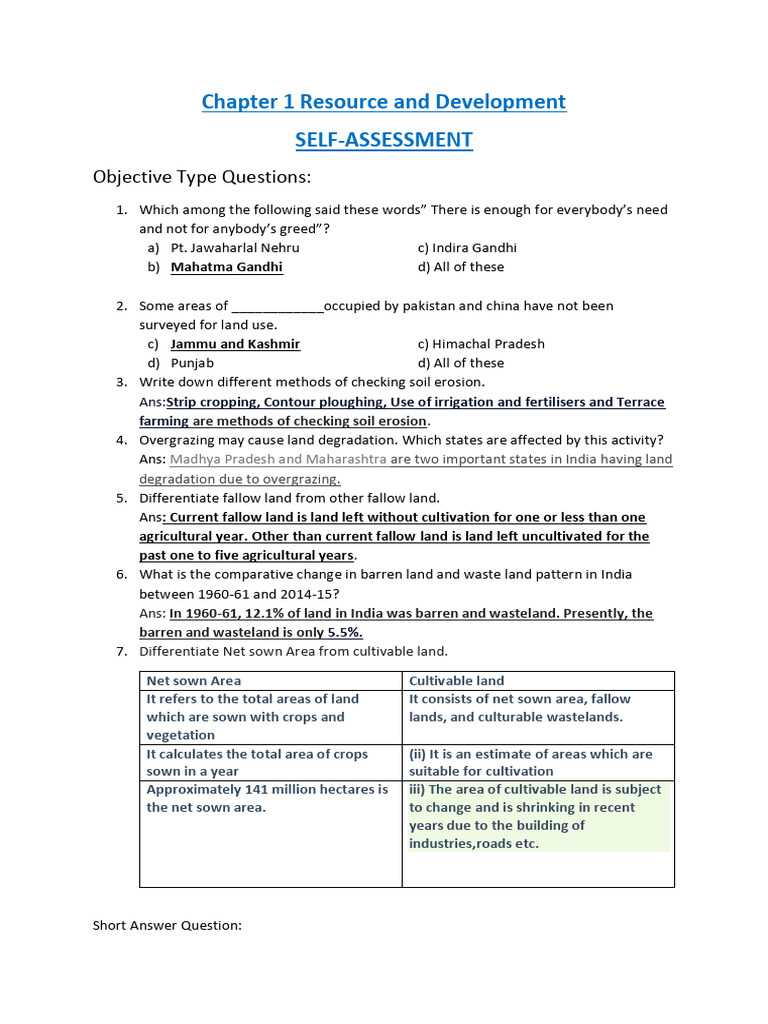 1 15945 Geography Chapter 1 Self Assessment and Checkpoints | PDF | Soil | Crop Rotation