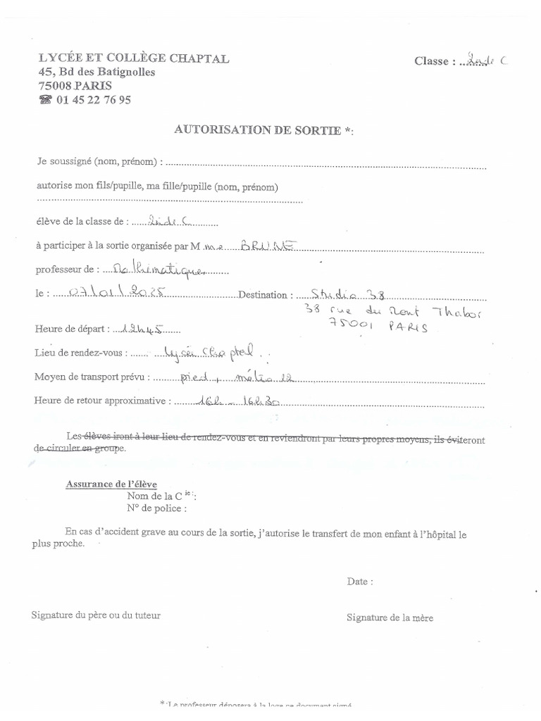 Autorisation Sortie | PDF