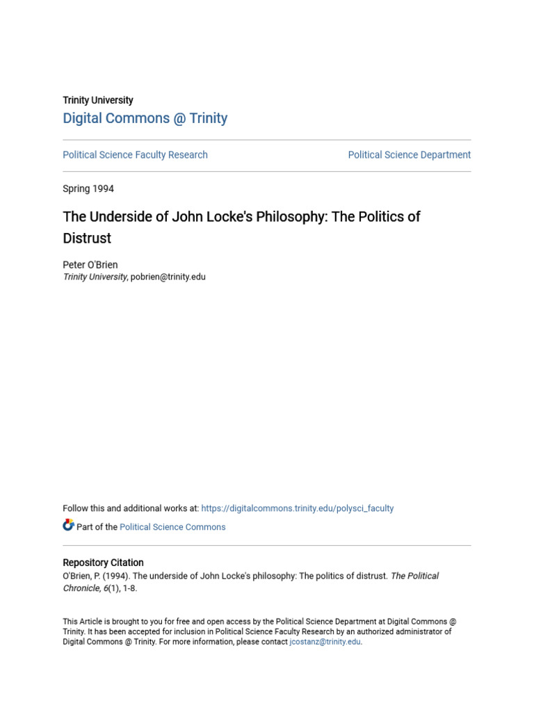 The Underside of John Lockes Philosophy_ the Politics of Distrus | PDF ...