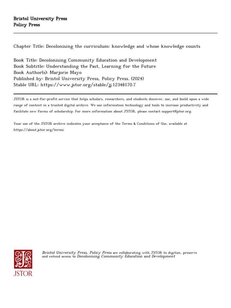 Decolonising The Curriculum - Knowledge and Whose Knowledge Counts | PDF | Reason | Populism