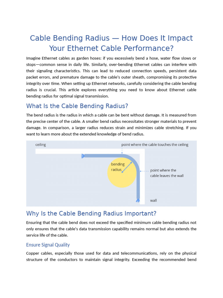 Impact of Cable Bending Radius on Ethernet Performance | PDF | Optical ...