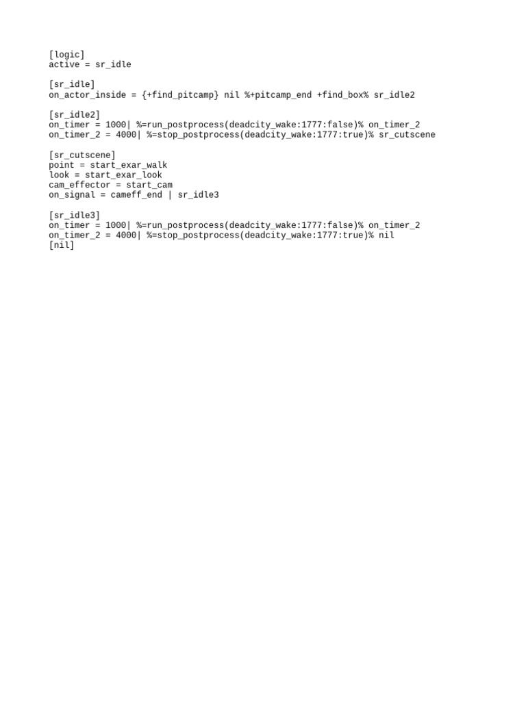 Game Logic Script for Cutscene Events | PDF