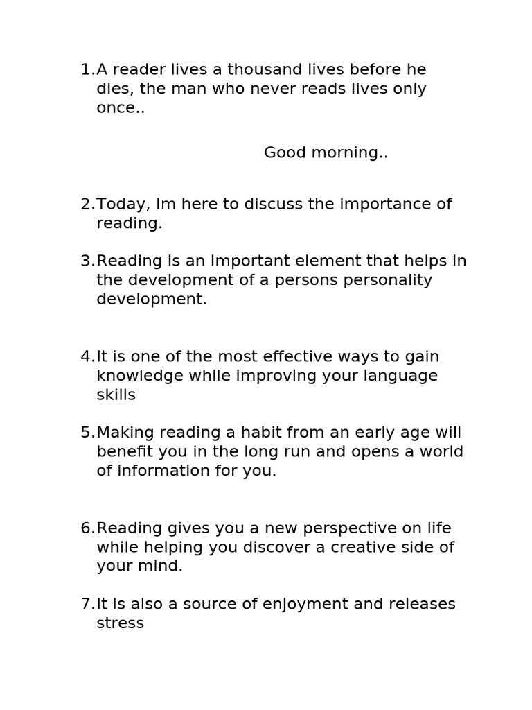 Importance of Reading | PDF