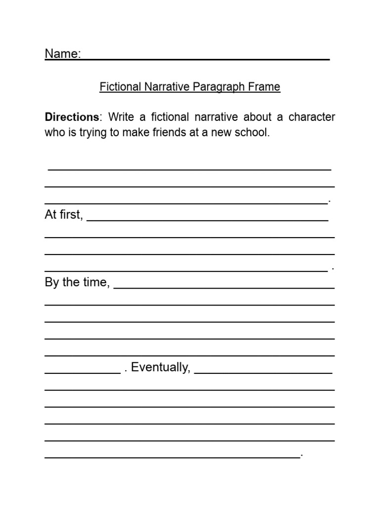 Fictional Narrative Paragraph Frame | PDF