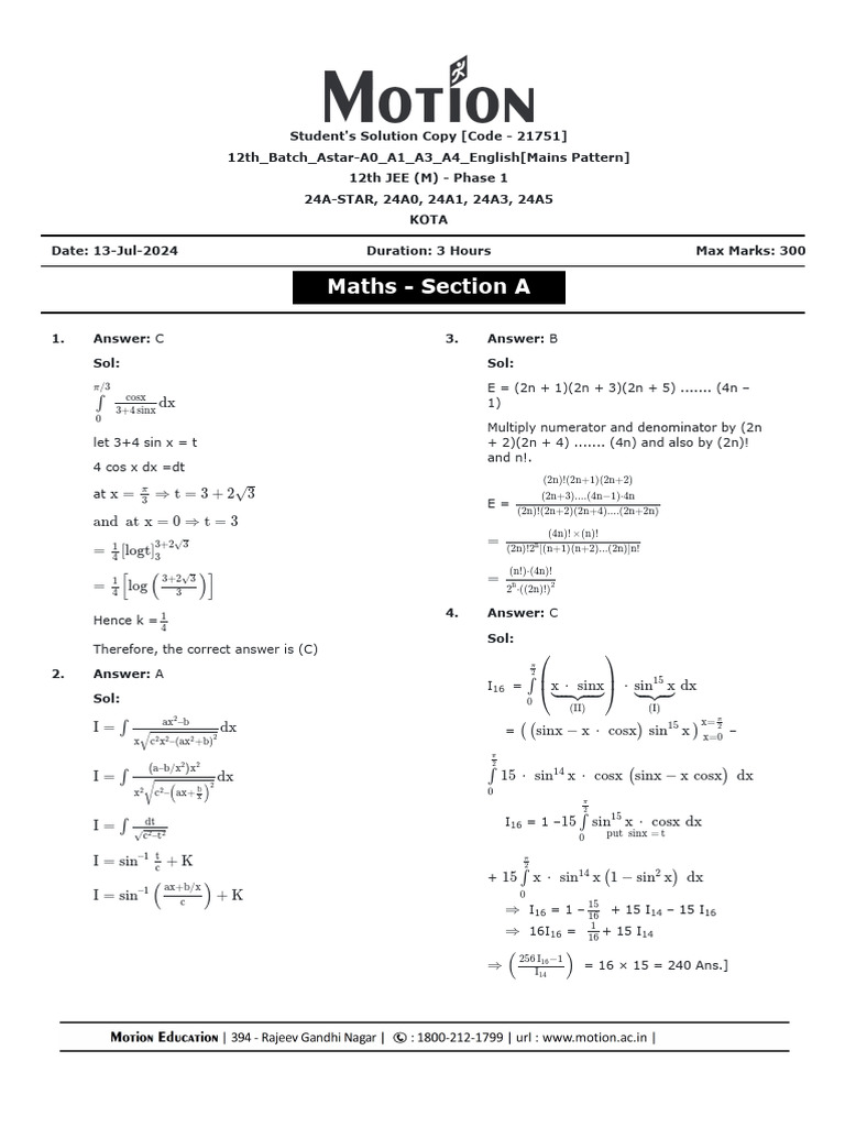 12th_Batch_Astar_A0_A1_A3_A5_Solution | PDF | Mathematical Concepts | Mathematical Analysis