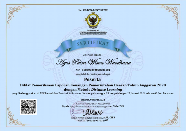 Sertifikat LKPD Kalsel 12 Agus Putra Wisnu W 1616651733 | PDF